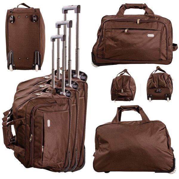 LL-240 CHOCOLATE SET OF 3-WHEELED HOLDALL TRAVEL BAG [LL-240 CHOCOLATE ...