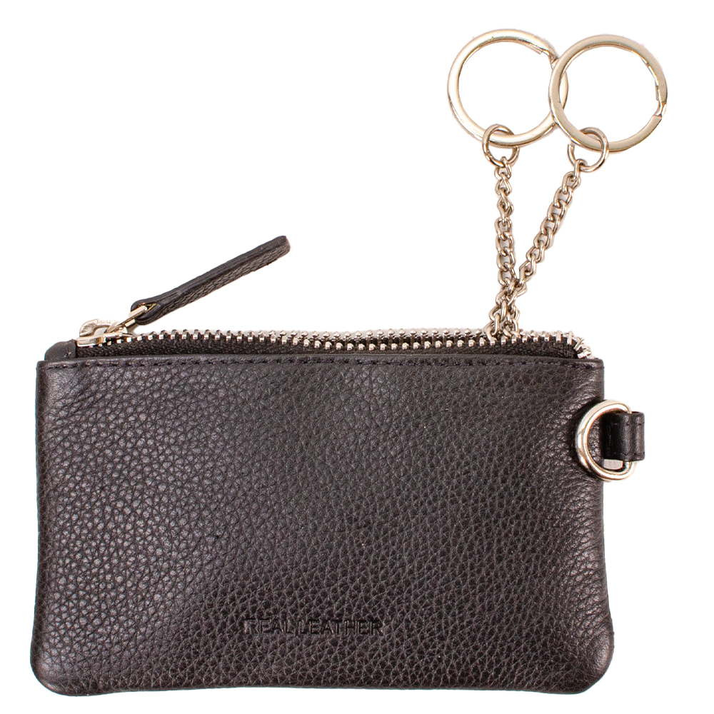 0588 BLACK PEBBLE LEATHER TOP ZIP COIN/KEY PURSE [0588 BLK LEATHER COIN ...