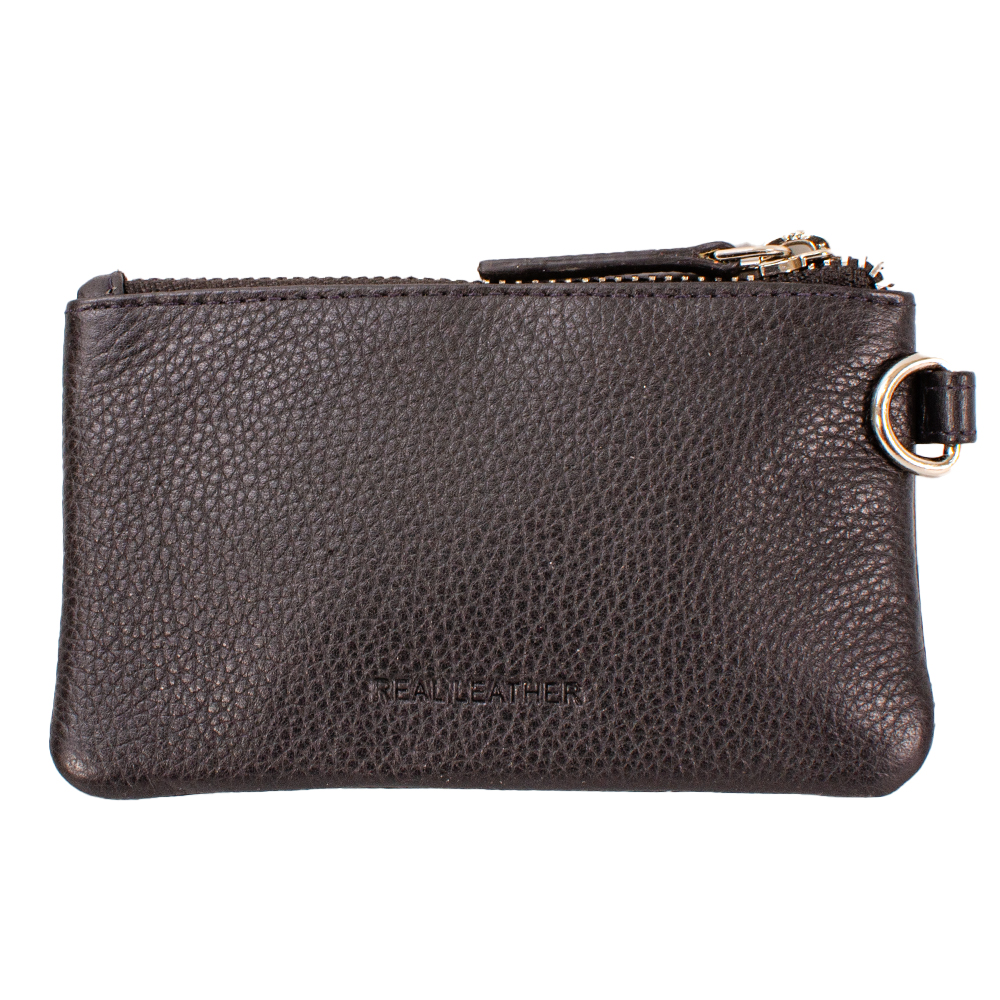 0588 BLACK PEBBLE LEATHER TOP ZIP COIN/KEY PURSE [0588 BLK LEATHER COIN ...
