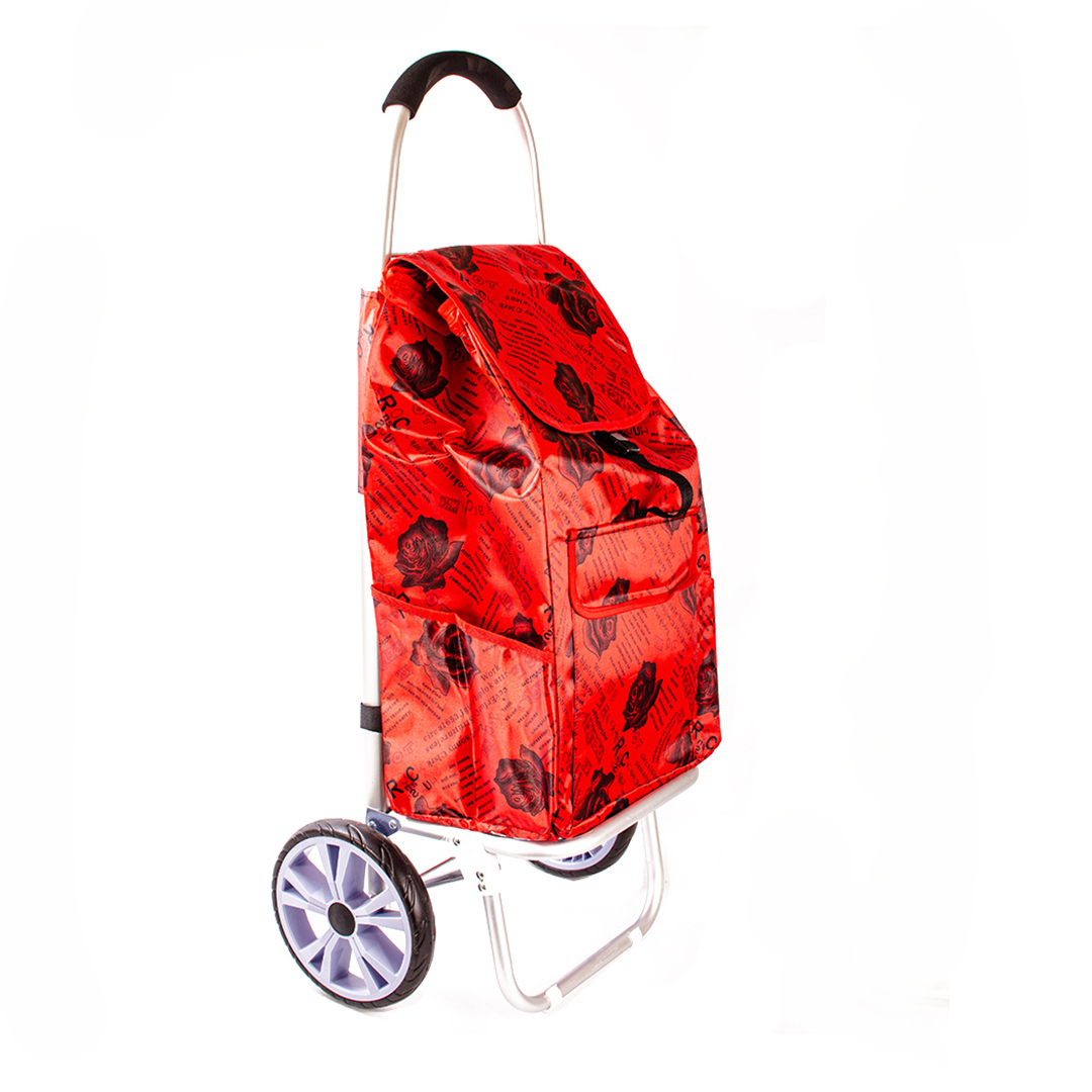 6965 Black Rose Red 2 Wheel Shopping Trolley [6965] : MF Handbags