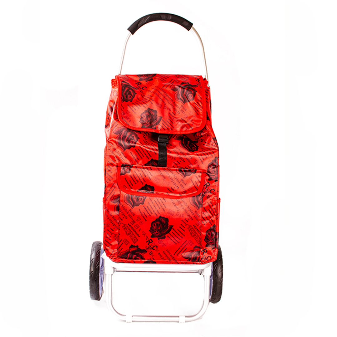 6965 Black Rose Red 2 Wheel Shopping Trolley [6965] : MF Handbags