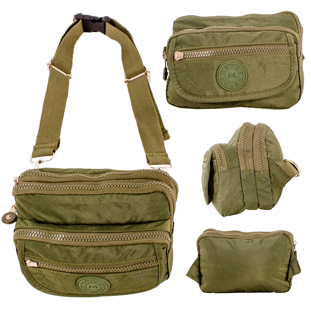 LL-245 GREEN BUM/SHOULDER BAG W/4 ZIP POCKETS [LL-245 GREEN BUM ...