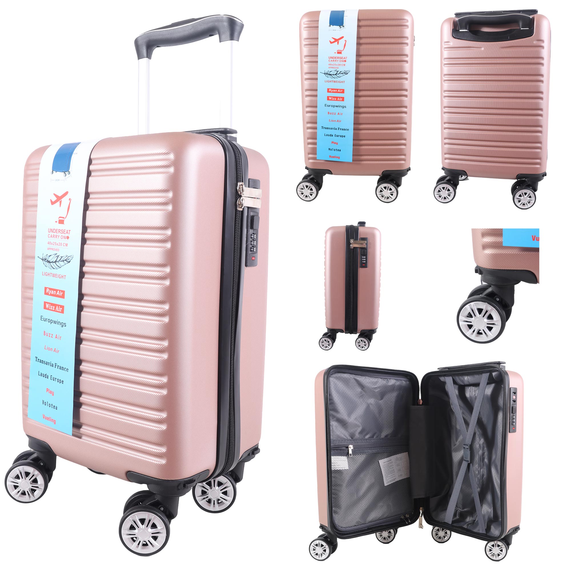 T-HC-US-1632 ROSE GOLD RYAN AIR CABIN-SIZED TROLLEY SUITCASE [T-HC-US ...